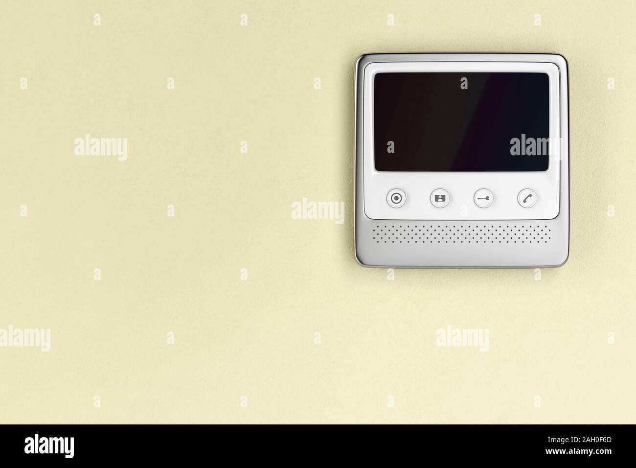 Video intercom with blank screen on the wall in the apartment Stock ...