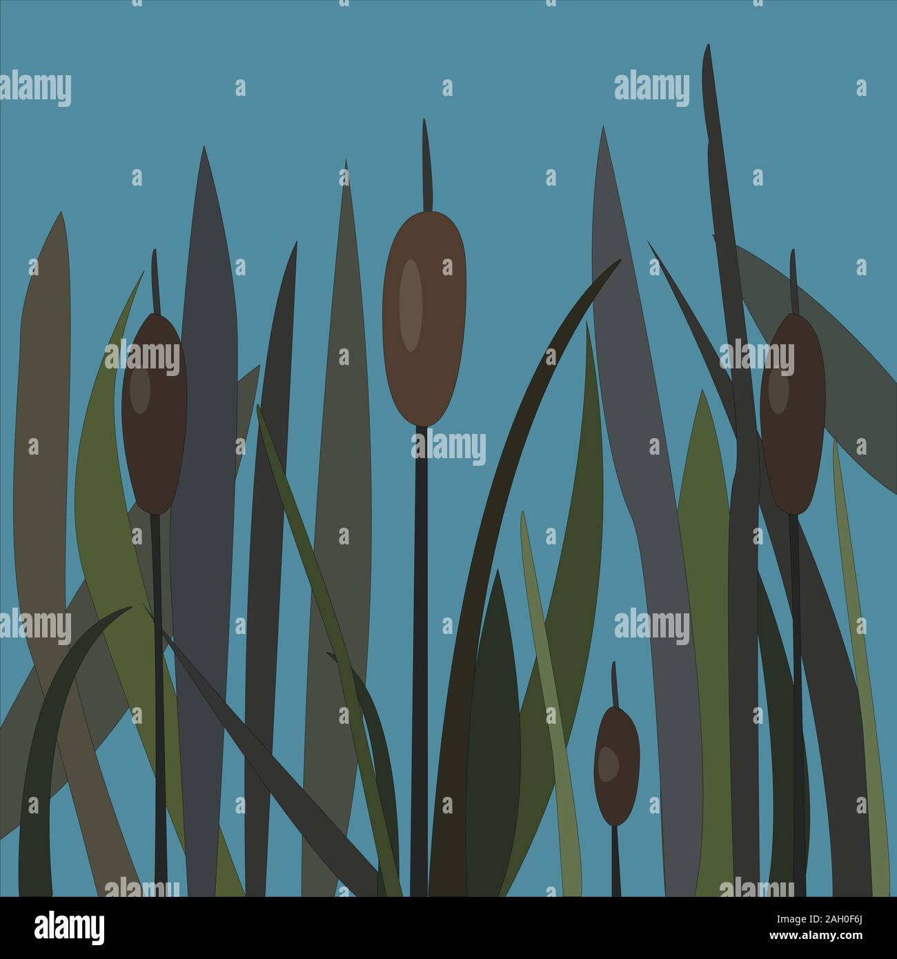Bush of Swamp Reed on a Lake. vector Illustration Stock Vector Image ...