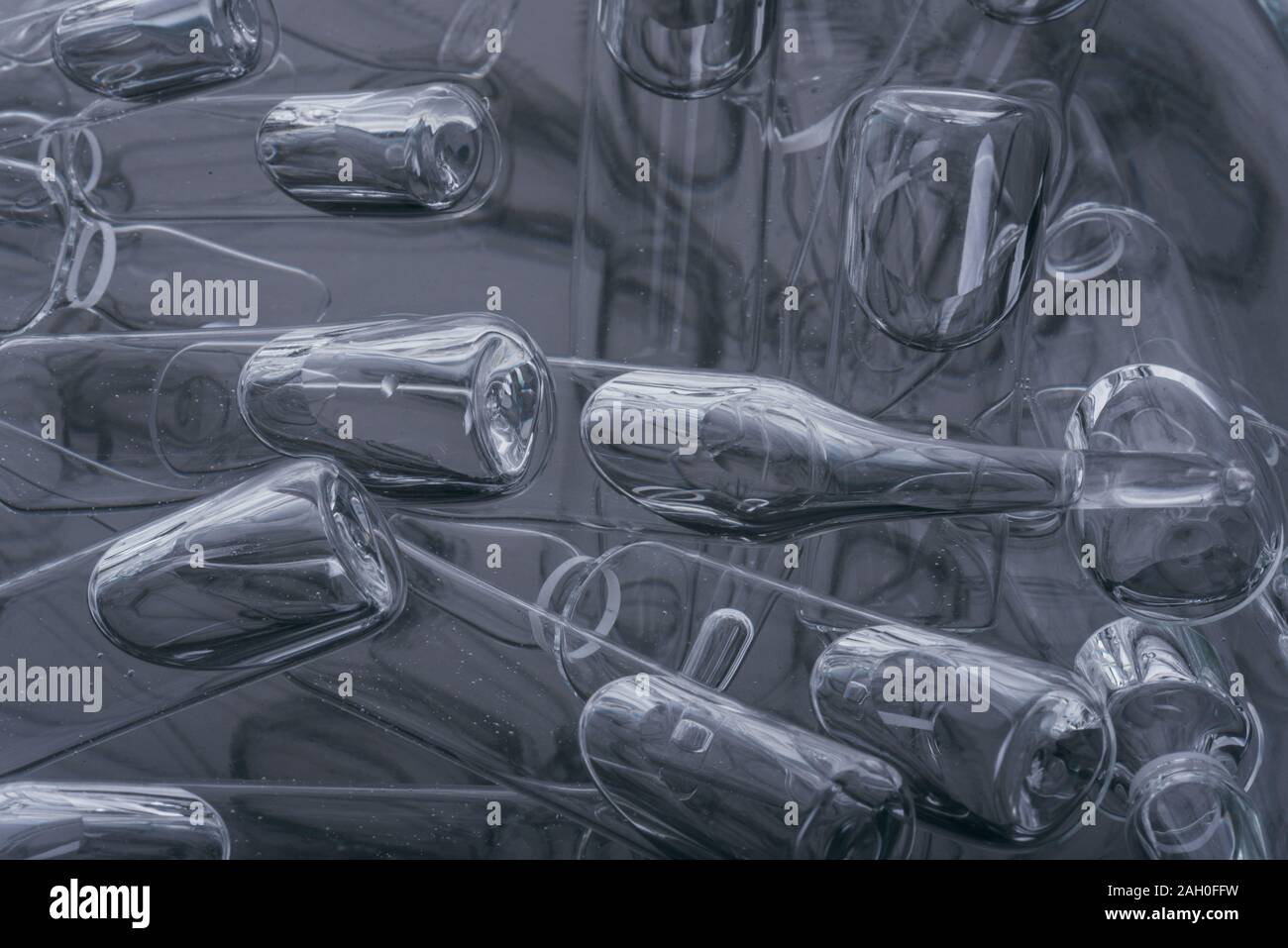 Glass medical ampoule vial for injection. Medicine is liquid sodium ...