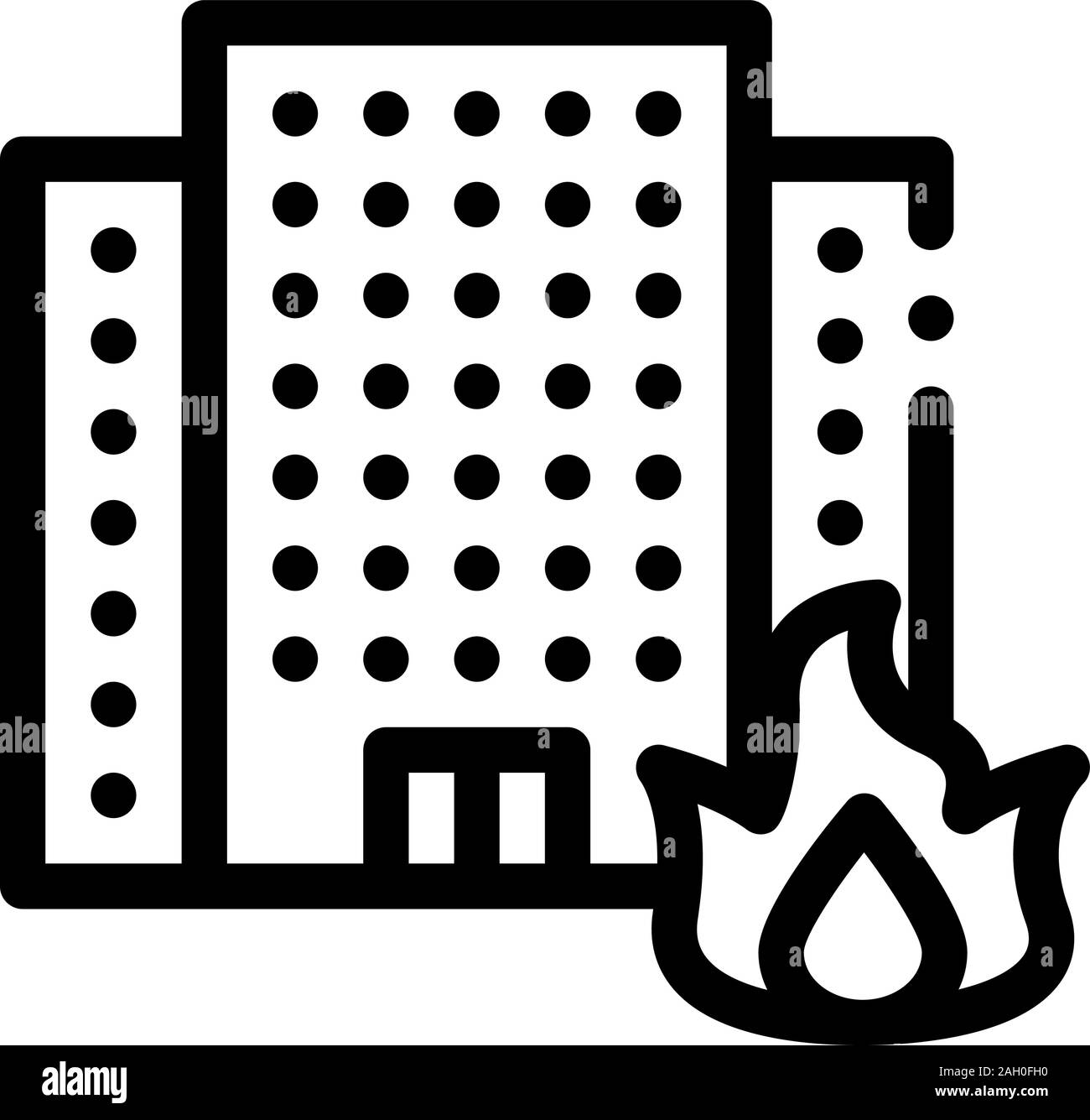 Burning Building House Icon Outline Illustration Stock Vector Image ...