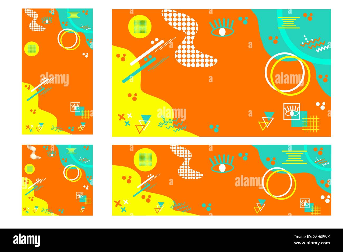 Memphis style design of different standard sizes template background ...