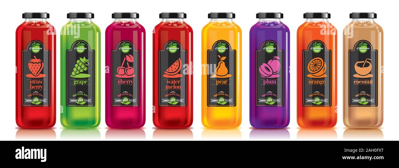 Ready design vector juice, fruit glass bottle set Stock Vector Image ...