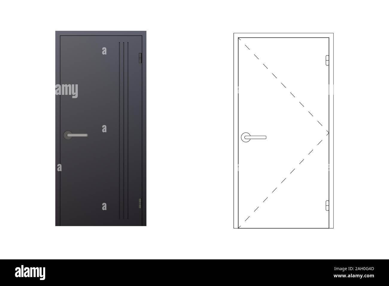 Metal front door. Vector illustration. A schematic drawing Stock Vector ...