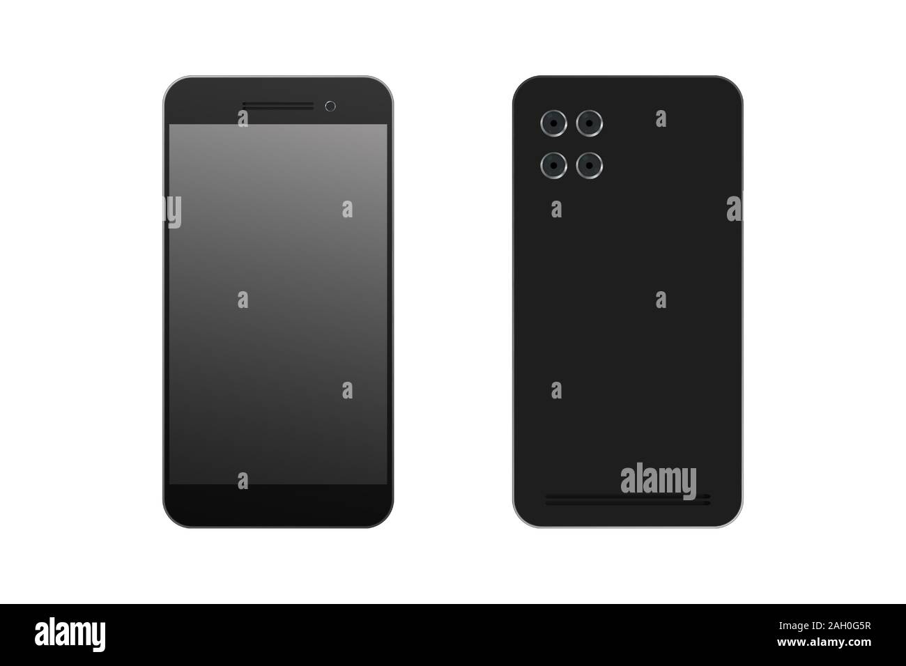 Realistic smartphone. View from front and back. Vector illustration ...