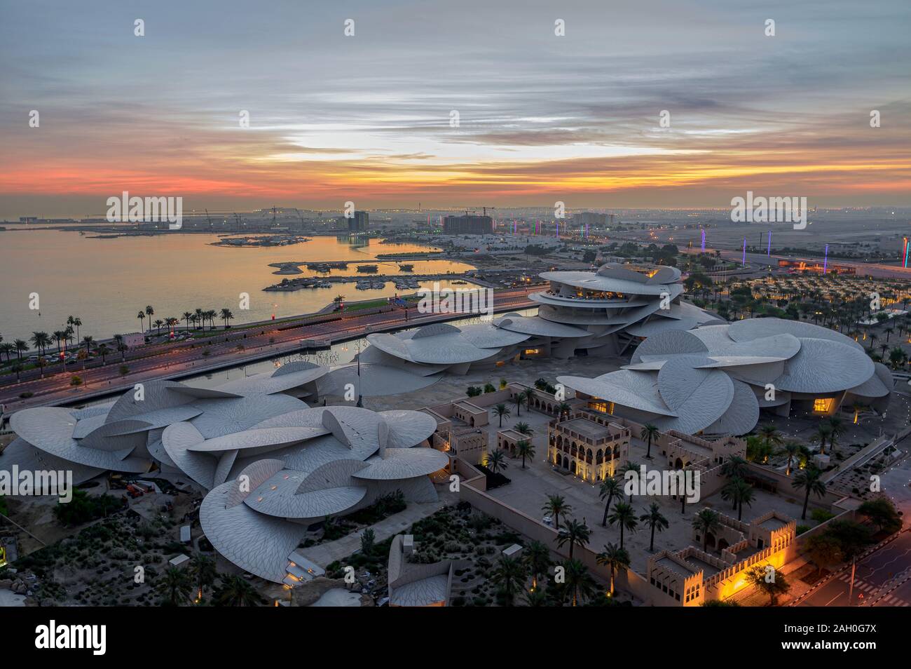 Aerial View of Qatar National Museum Early Morning Stock Photo - Alamy