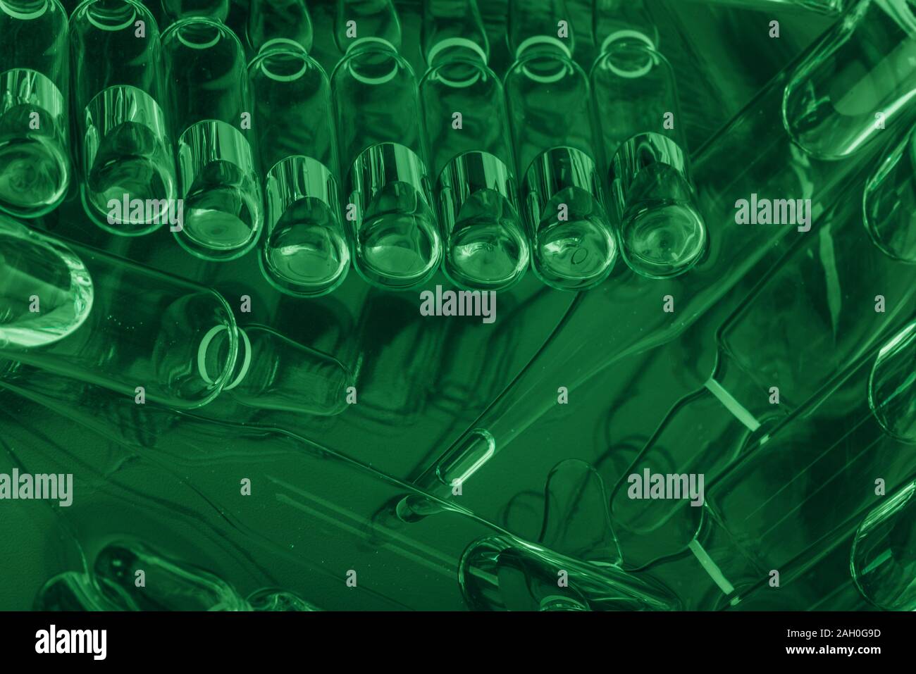 Glass medical ampoule vial for injection. Medicine is liquid sodium ...