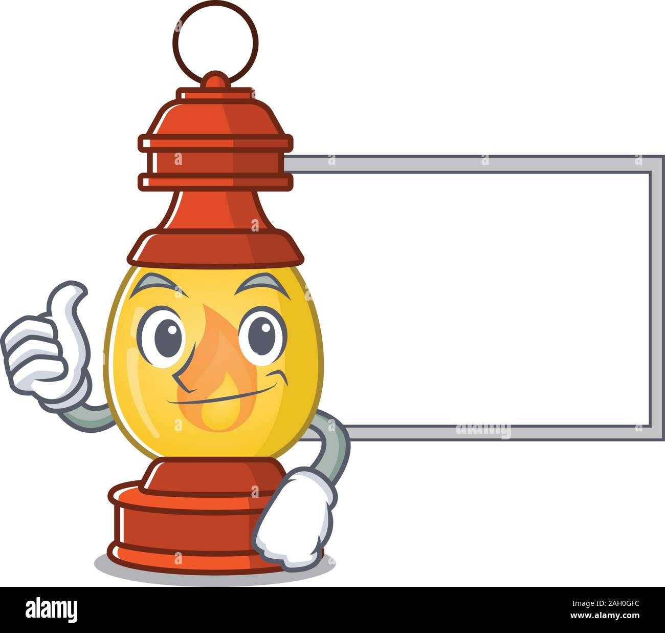 cute lantern Scroll cartoon character Thumbs up with board Stock Vector ...