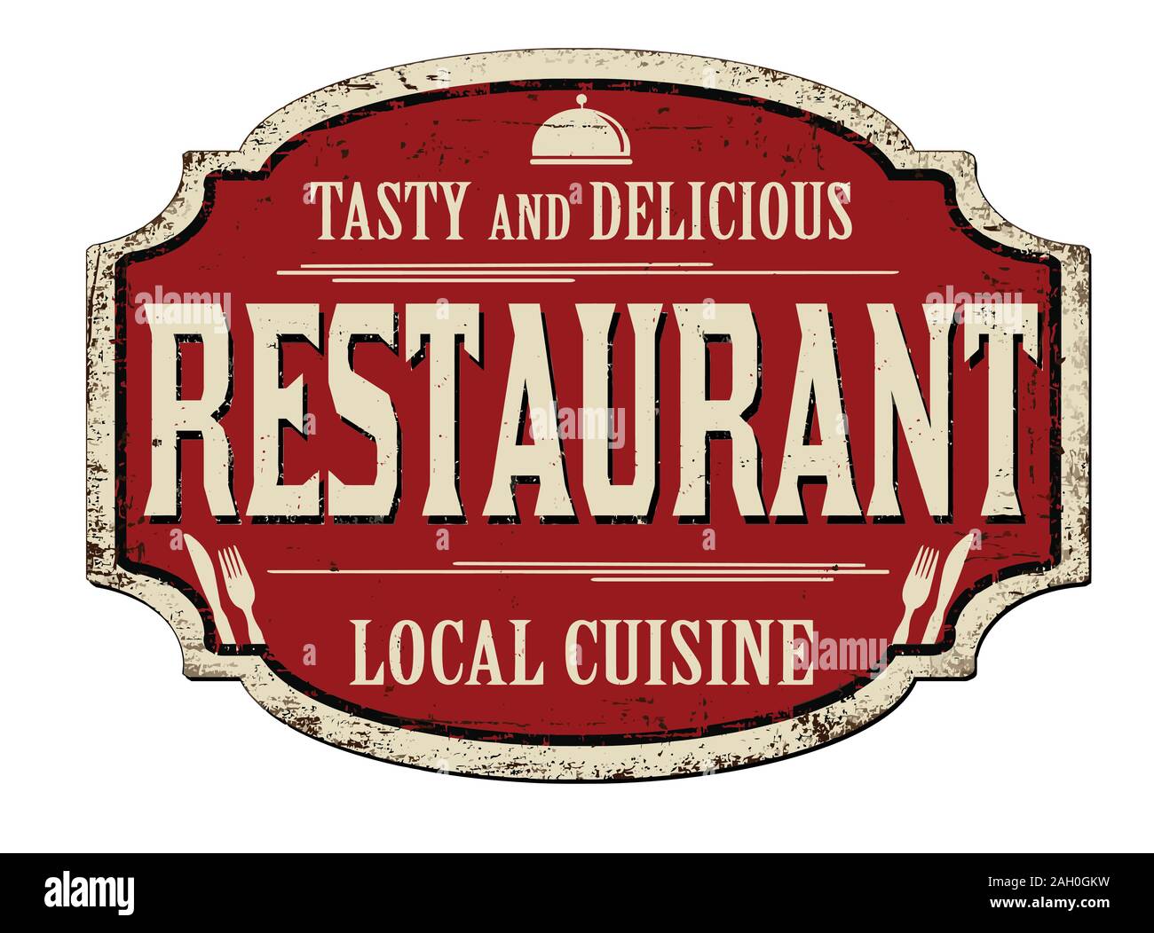 Restaurant vintage rusty metal sign on a white background, vector ...