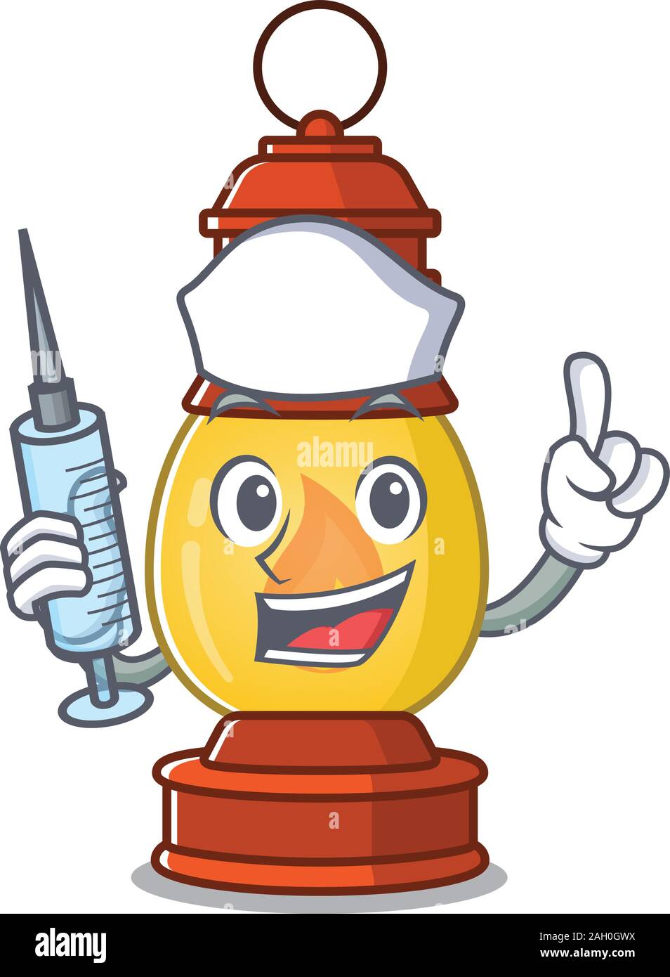 Hospitable Cute Nurse lantern Scroll cartoon style holding syringe ...