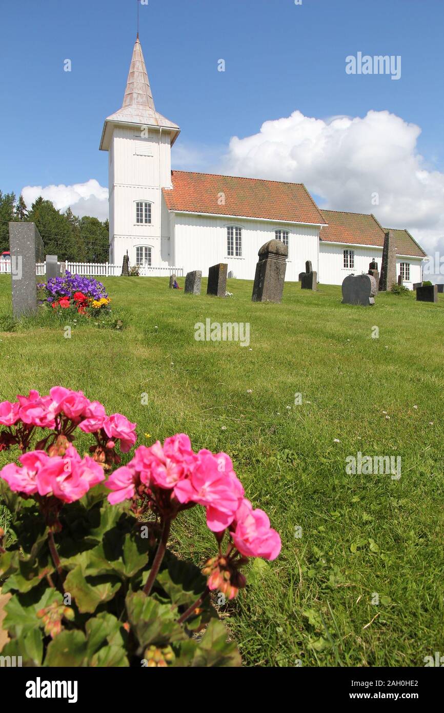 Helgen Church and graveyard in Nome municipality, Telemark, Norway ...