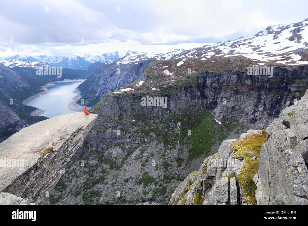 Troll's Tongue rock in Norway. Tourist attraction known as Trolltunga ...