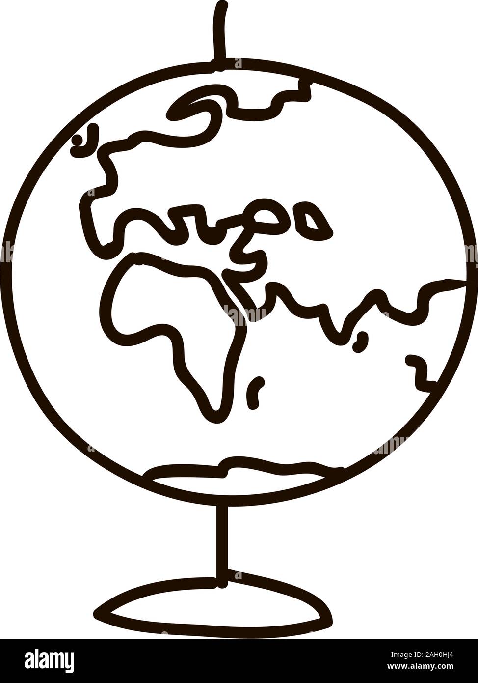 Illustration flat icon of globe flat style cartoon ink pen Icon vector ...