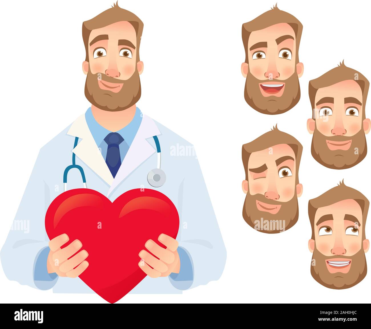 doctor holding red heart - set. Doctor holding red heart. Cardiology ...