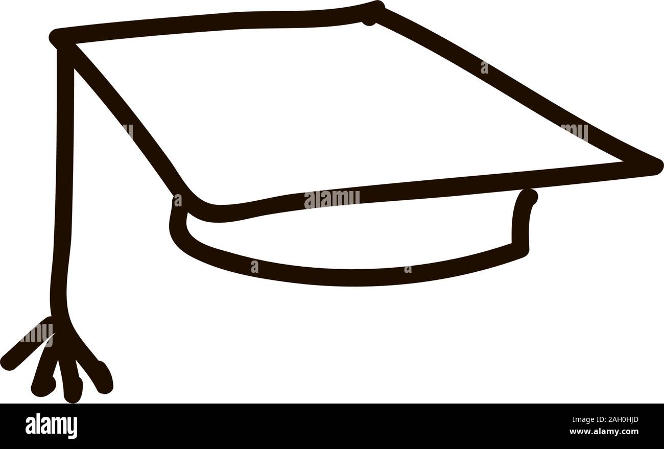 Graduation cap flat style cartoon ink pen Icon vector illustration ...