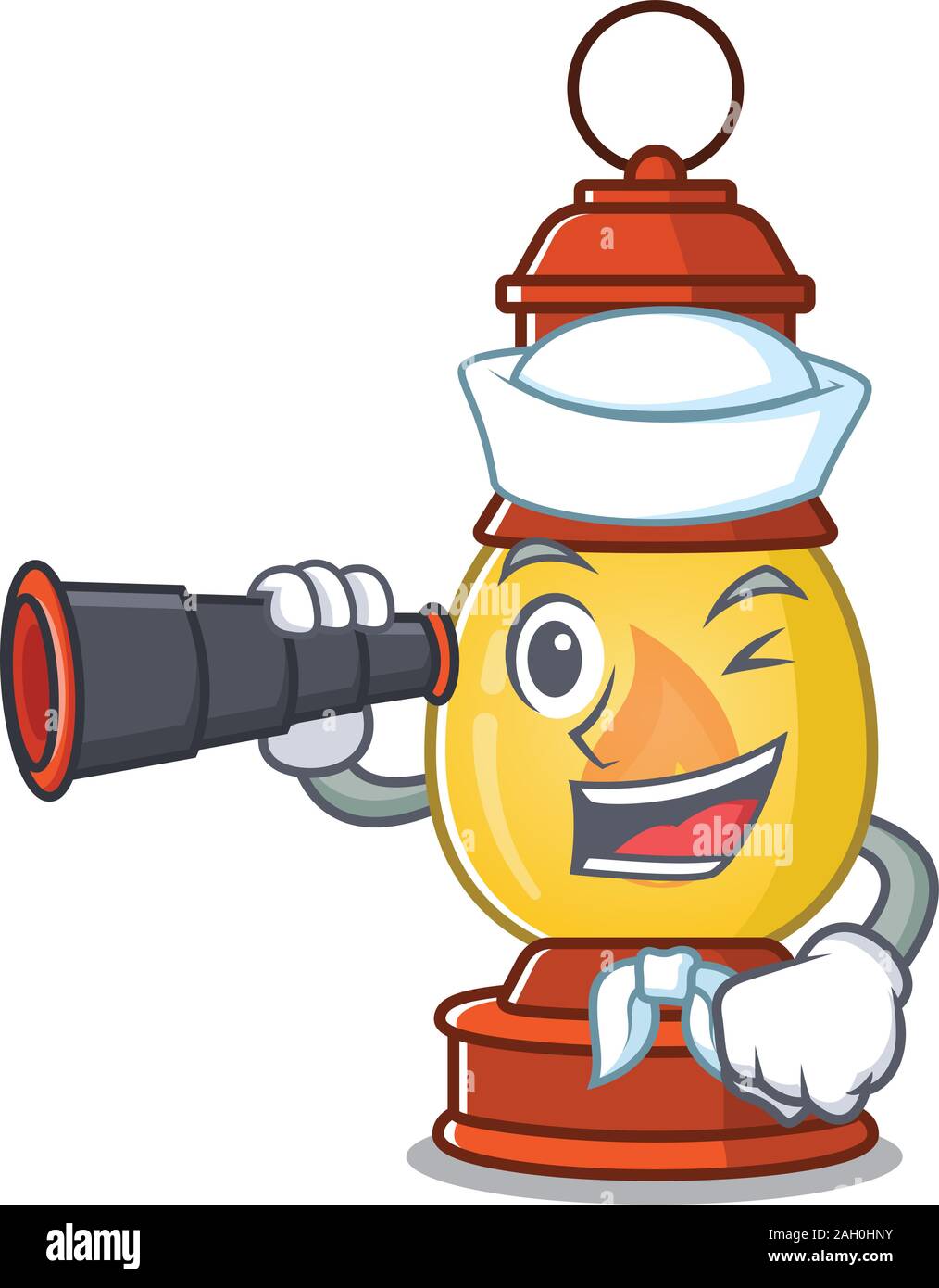 happy Sailor lantern Scroll cartoon design with binocular Stock Vector ...