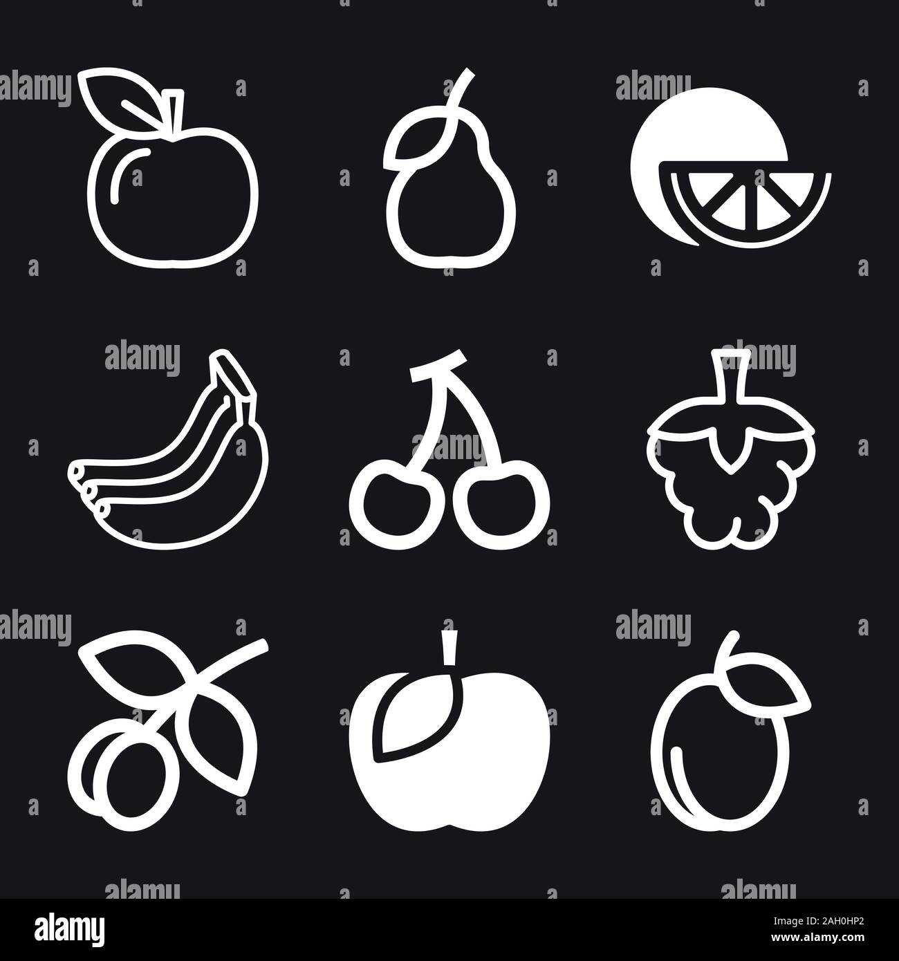 Fruit icons, vector symbol of food signs Stock Vector Image & Art - Alamy