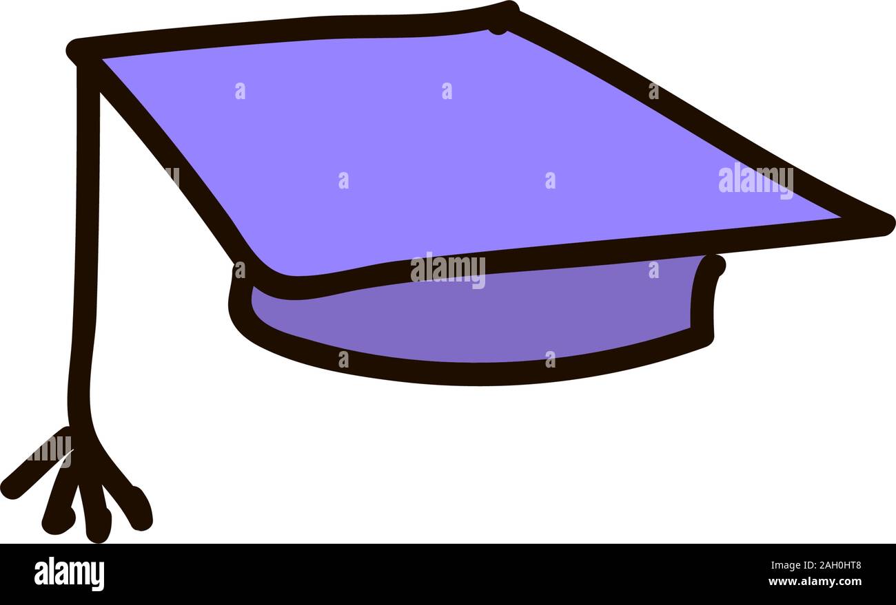 Graduation cap flat style colored cartoon ink pen Icon vector ...