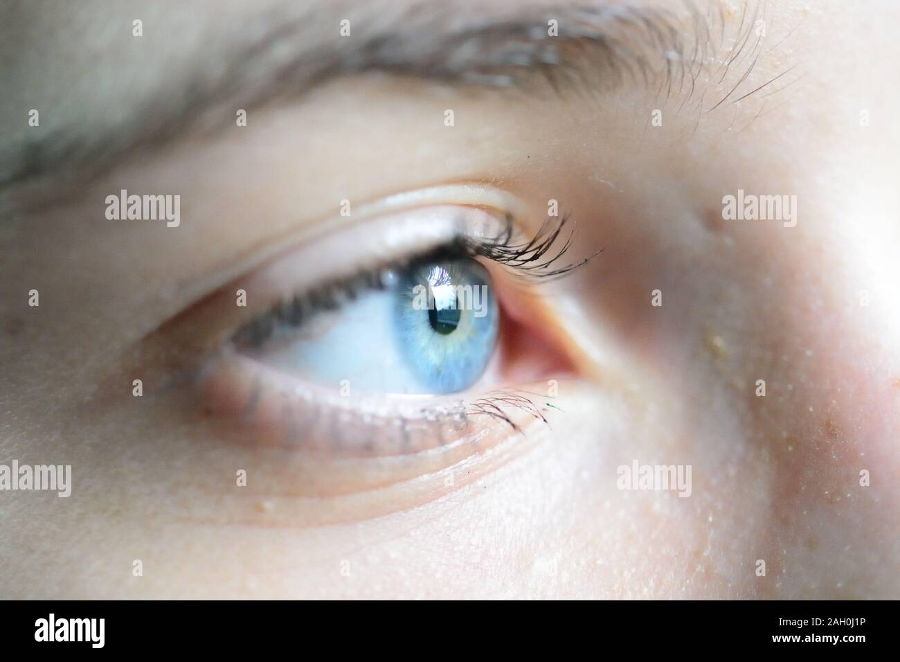 Side view of young female blue eyes Stock Photo - Alamy