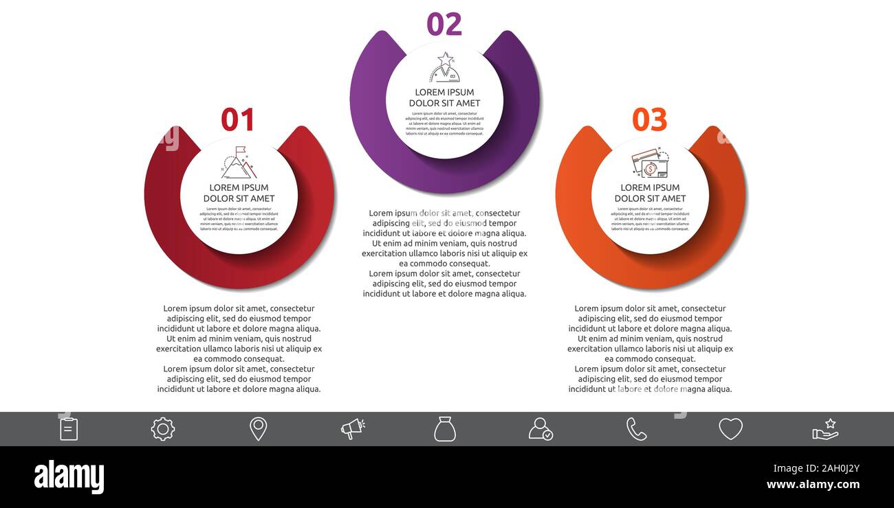 Vector template circle infographics. Business concept with 3 options and parts. Three steps for ...