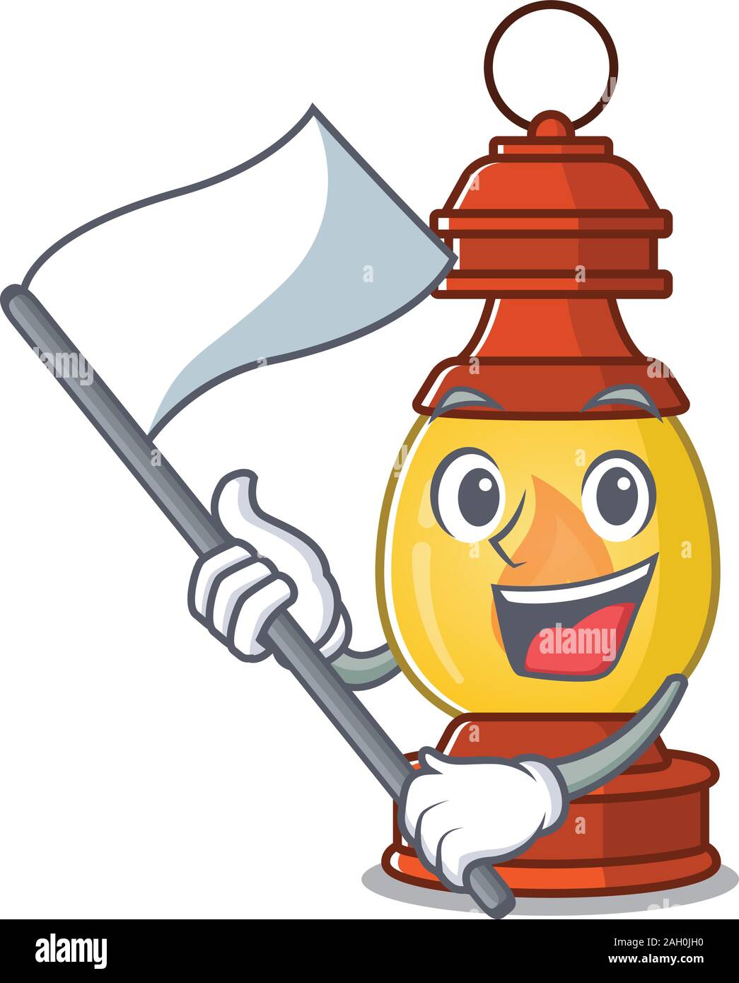 cute lantern Scroll cartoon character style with standing flag Stock ...