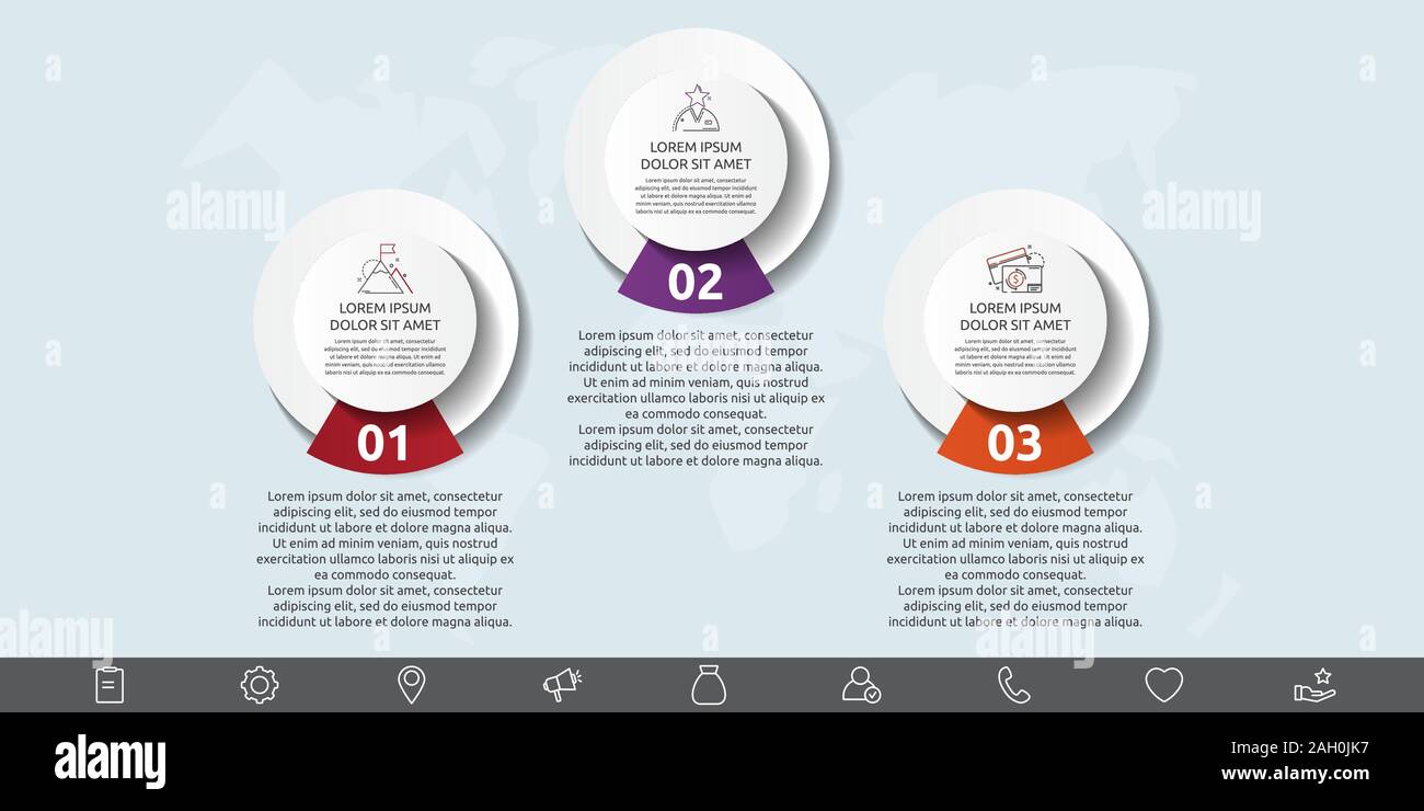 Vector template circle infographics. Business concept with 3 options and parts. Three steps for ...