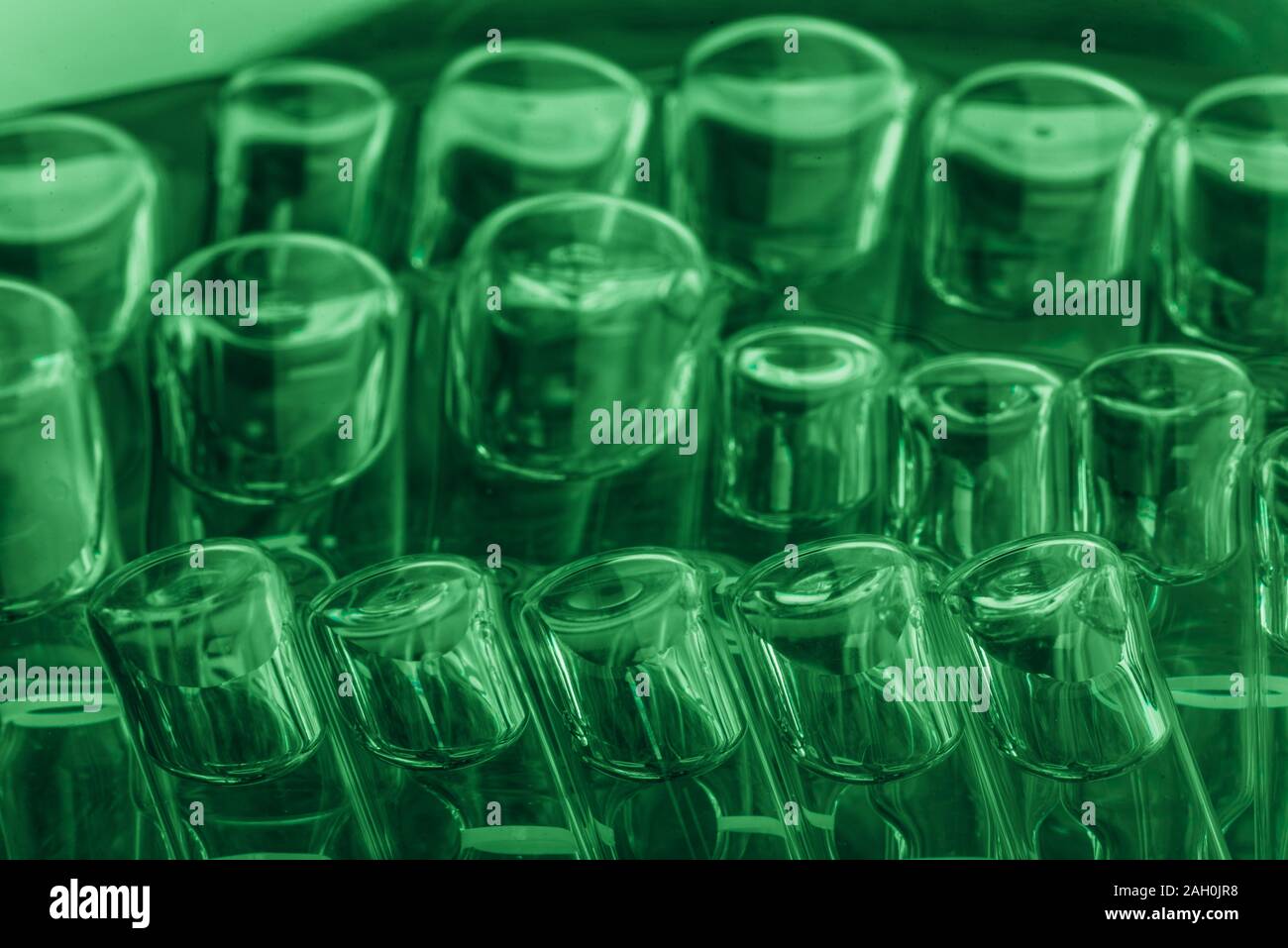 Glass medical ampoule vial for injection. Medicine is liquid sodium ...