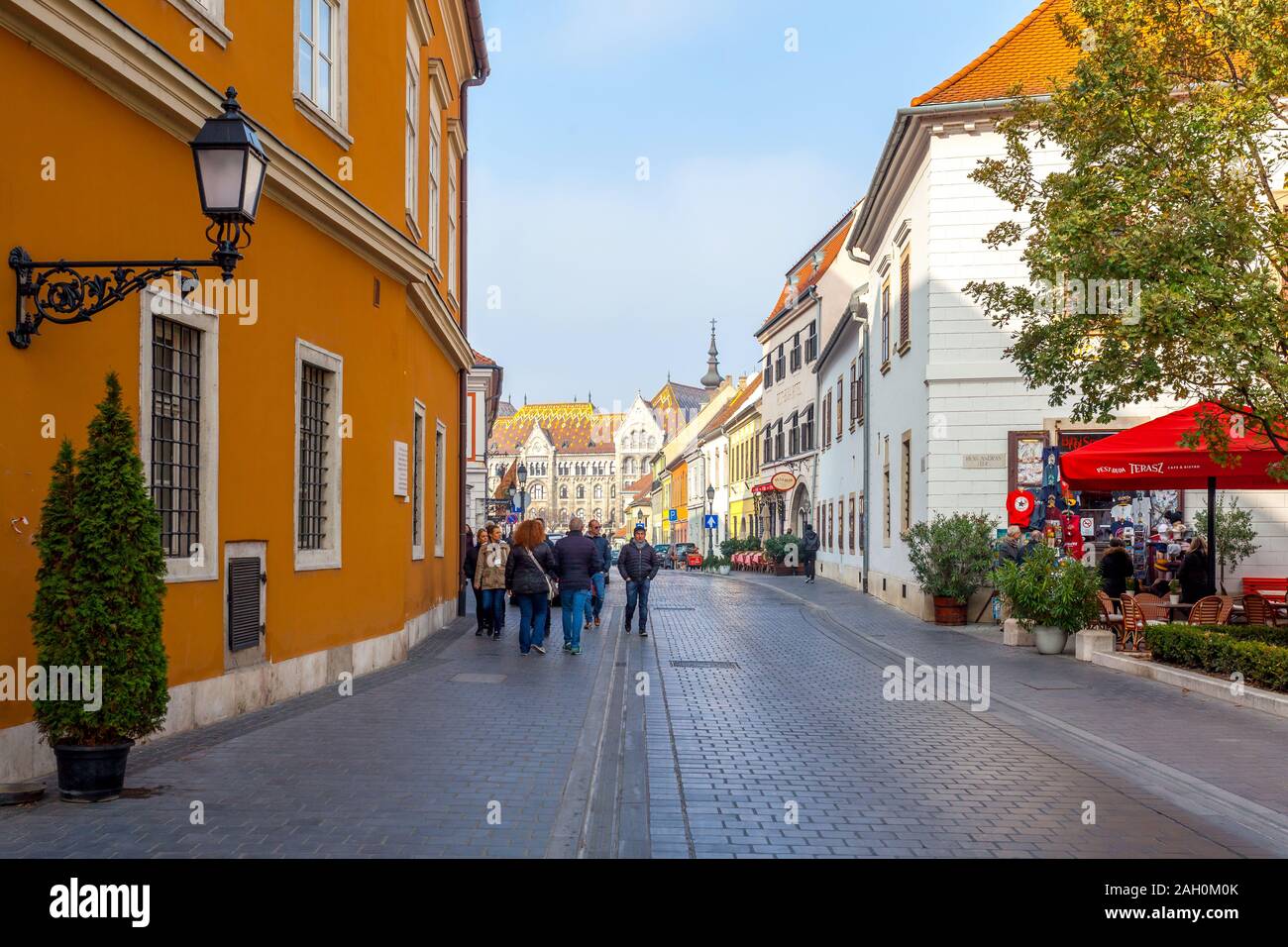 Budapest, Hungary - 11.11.2018: Old town street and buildings in the ...