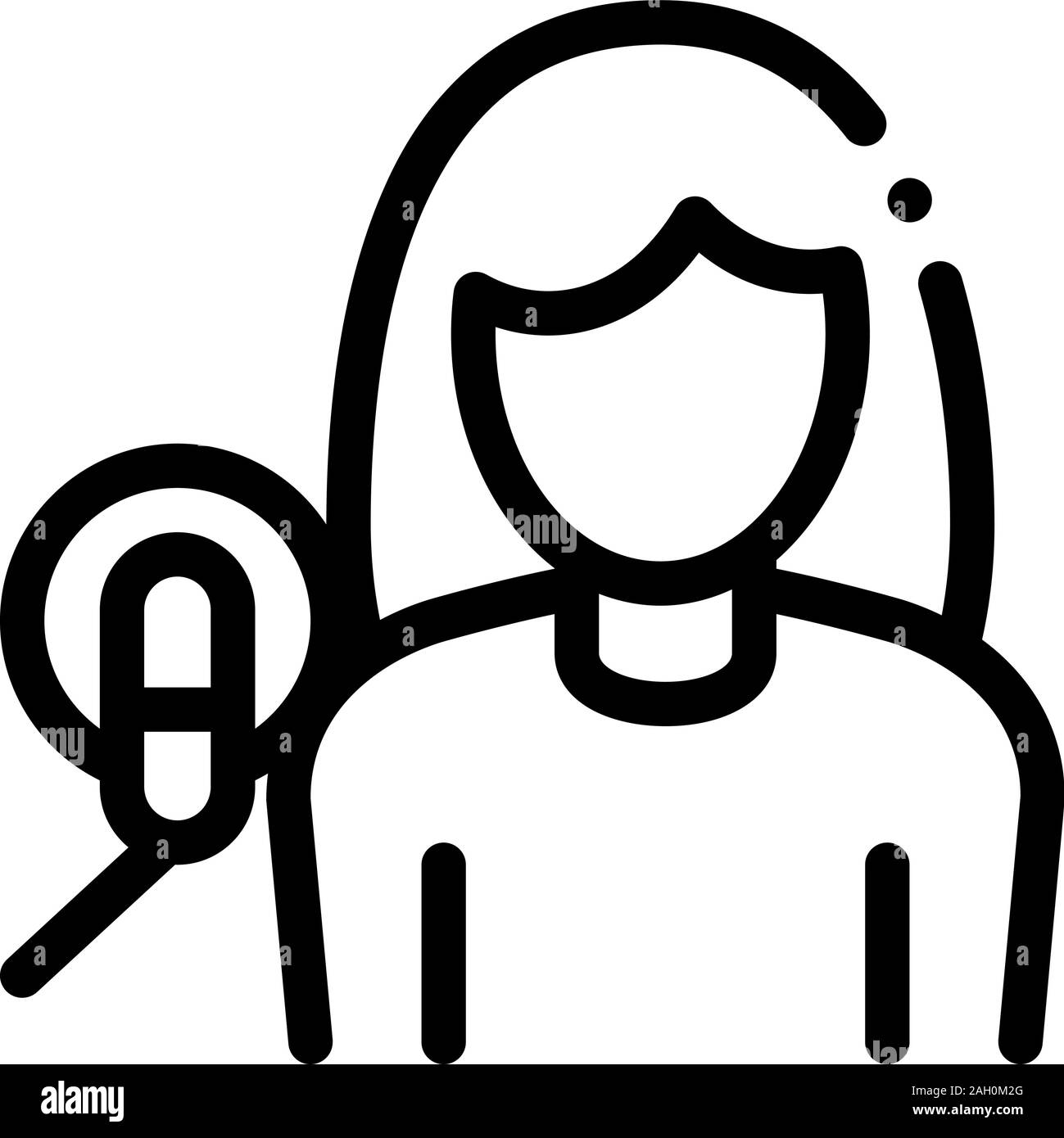 Woman With Microphone Icon Outline Illustration Stock Vector Image ...