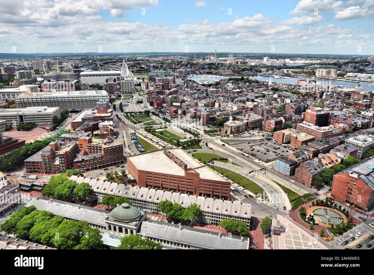 Boston, Massachusetts. City aerial view with North End Stock Photo - Alamy
