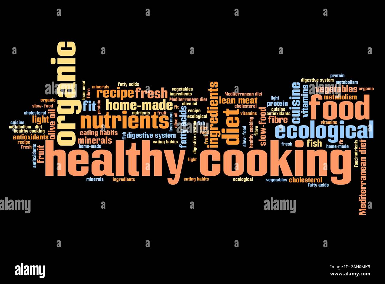 Healthy cooking and slow food diet concepts word cloud illustration ...