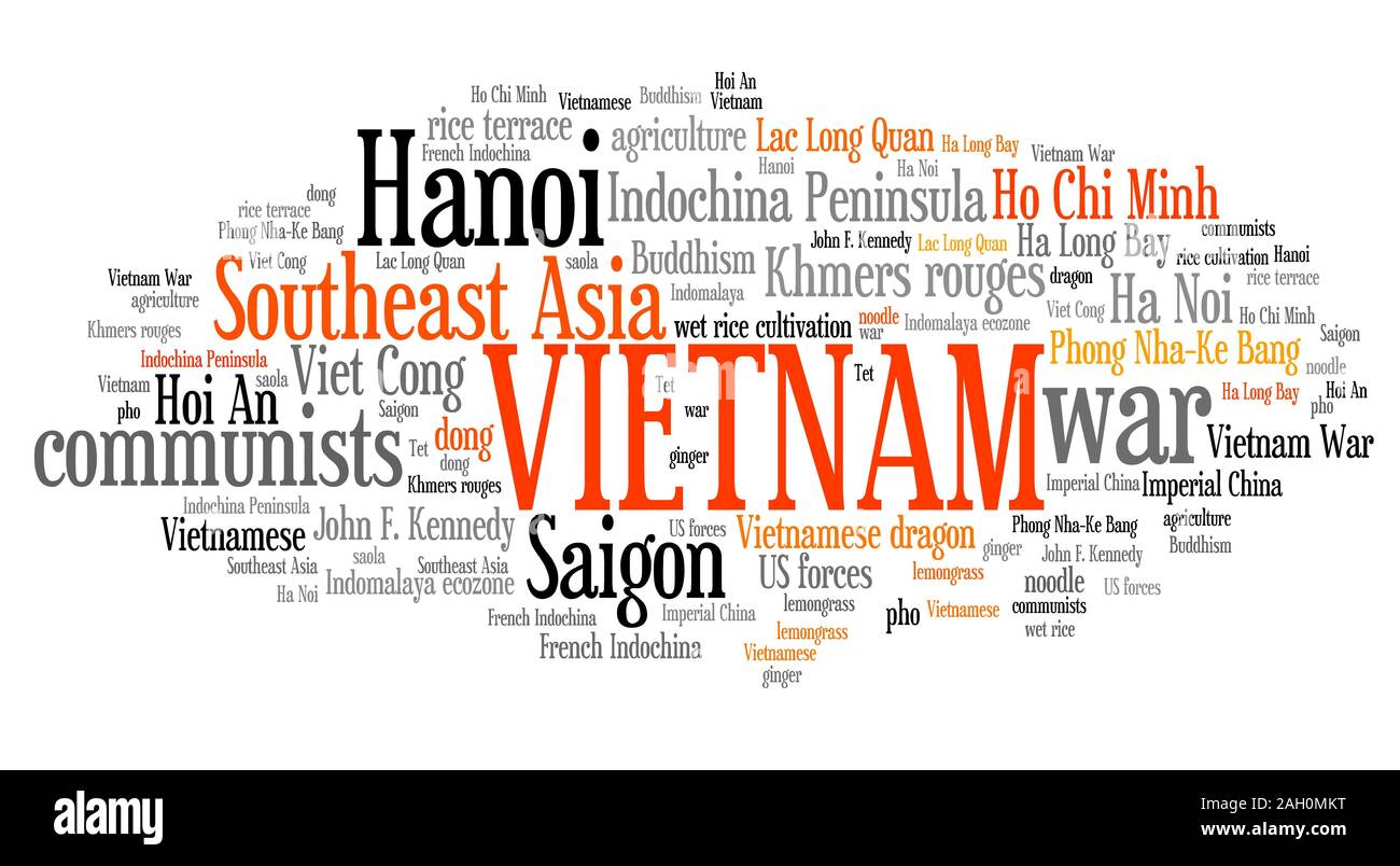 Vietnam tag cloud illustration. Asia country word collage Stock Photo ...