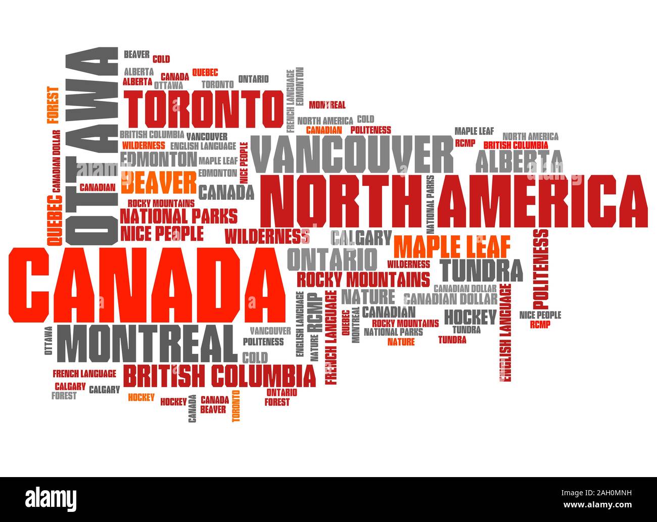 Canada related symbols and concepts word cloud illustration. Word ...