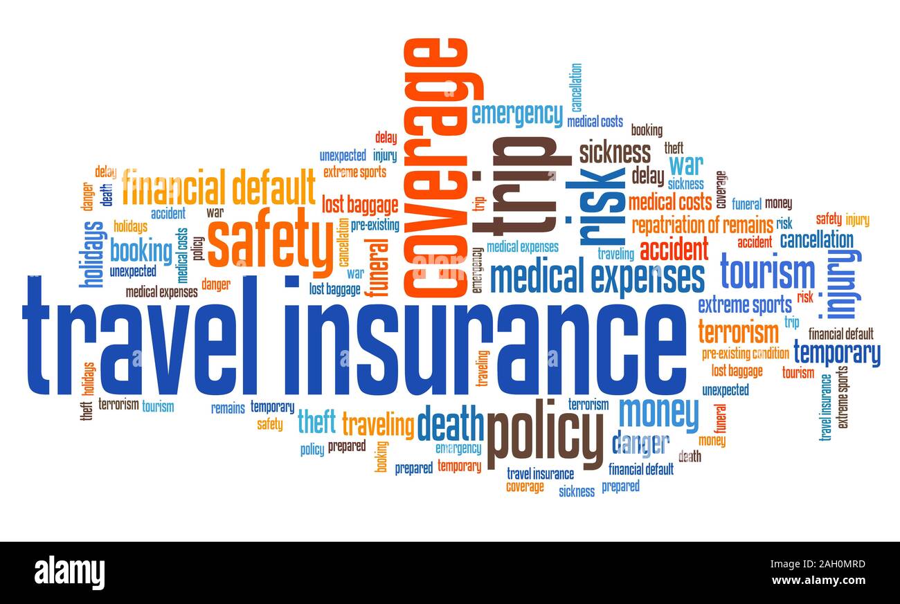 Travel insurance issues and concepts word cloud illustration. Word ...