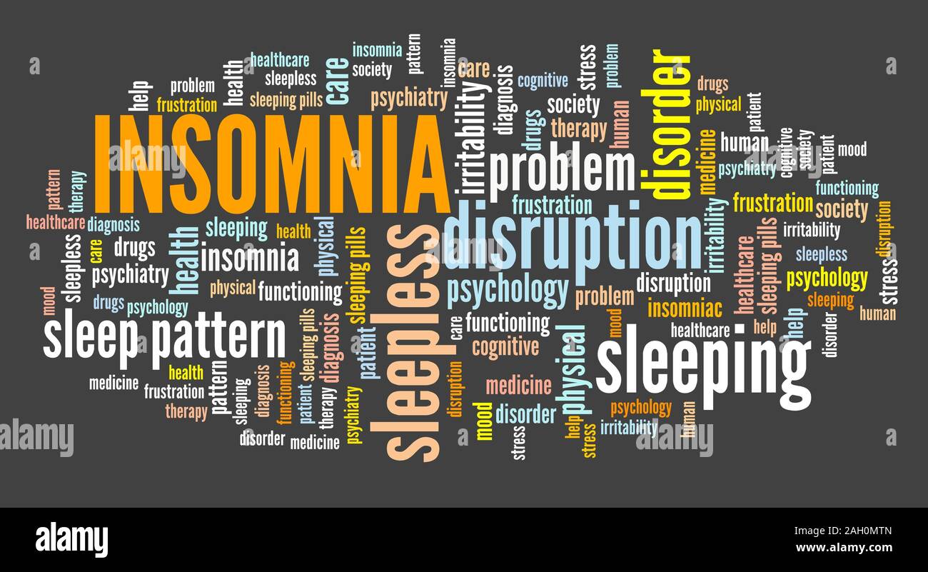 Insomnia concepts word cloud sign. Sleep disorder keywords graphics ...