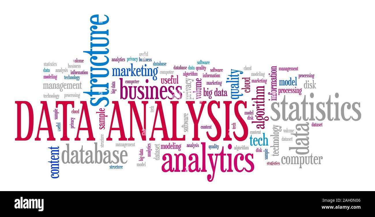 Data analysis - content analytics technology concept. Word cloud Stock ...