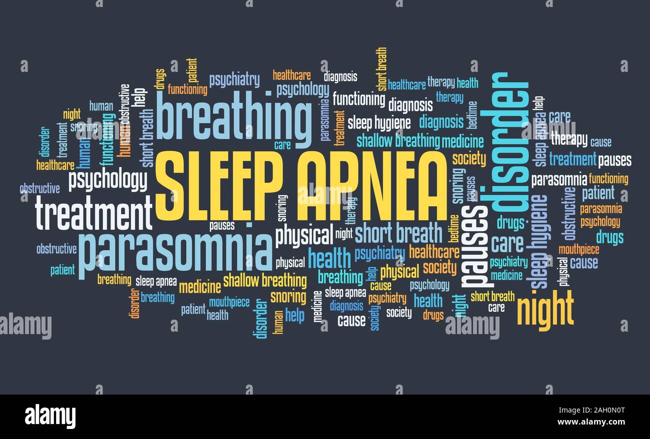 Sleep apnea concepts word cloud text sign. Sleep disorder keywords ...