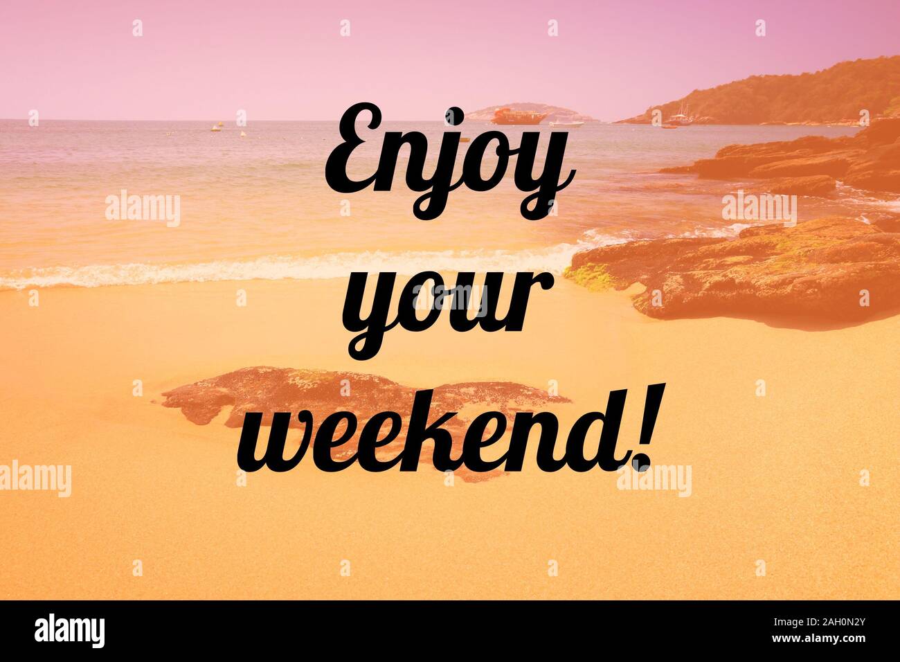 Enjoy your weekend - happy social media sharing motivational sign Stock ... Enjoy your weekend - happy social media sharing motivational sign Stock ...