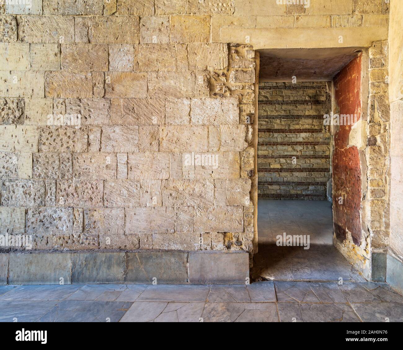 Bricks stone wall with opening revealing vacant room with bricks wall ...