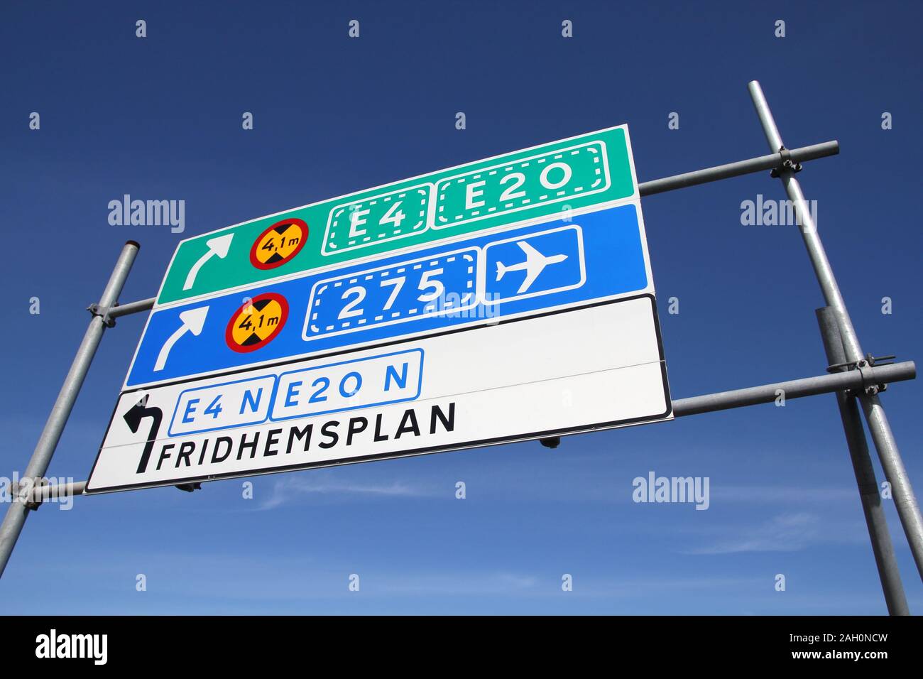Road sign directions in Stockholm, Sweden. Left to Fridhemsplan Stock ...