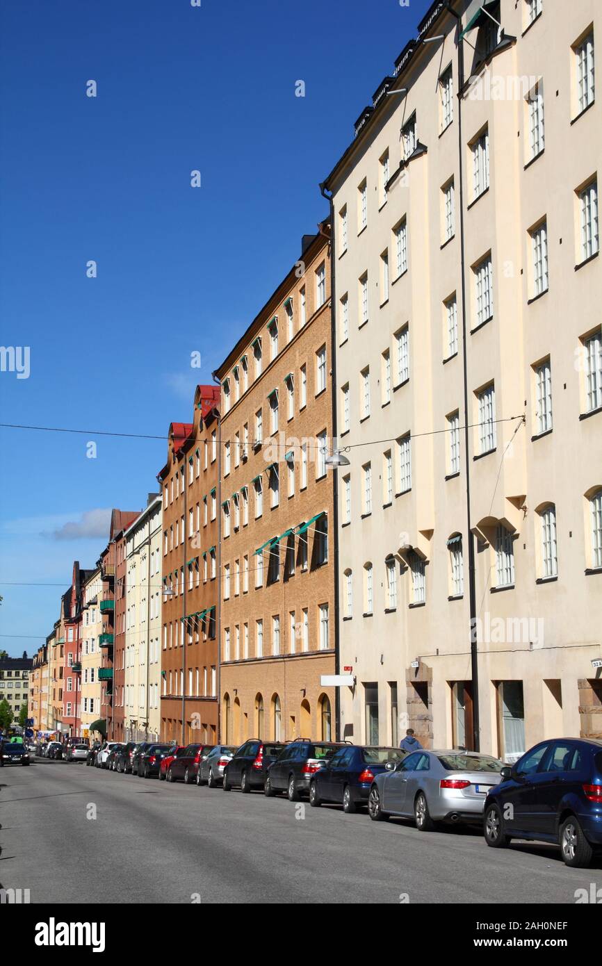Stockholm, Sweden. Street view in Sodermalm. Colorful Swedish ...