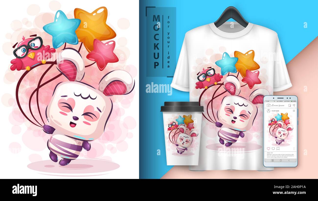 Fly rabbit poster and merchandising Stock Vector Image & Art - Alamy