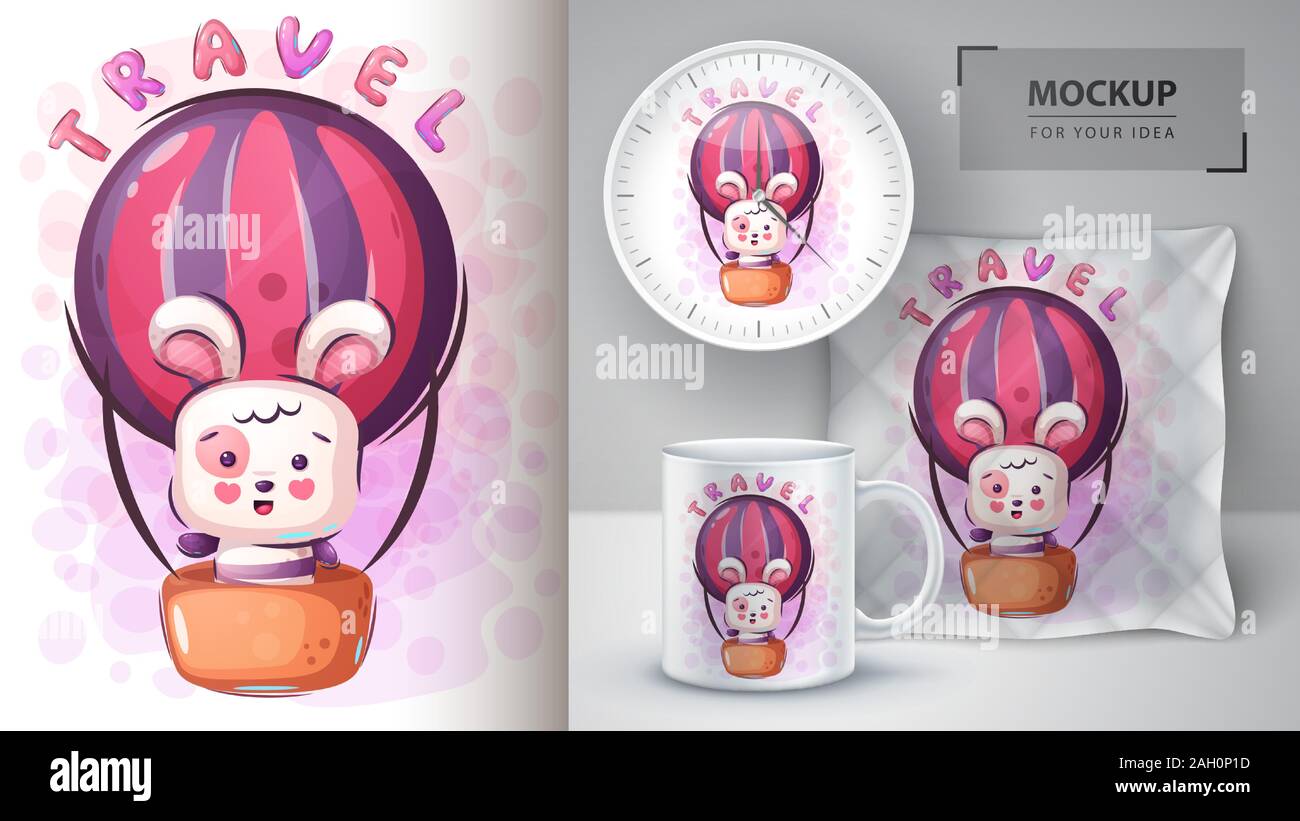 Cute travel rabbit poster and merchandising Stock Vector Image & Art ...