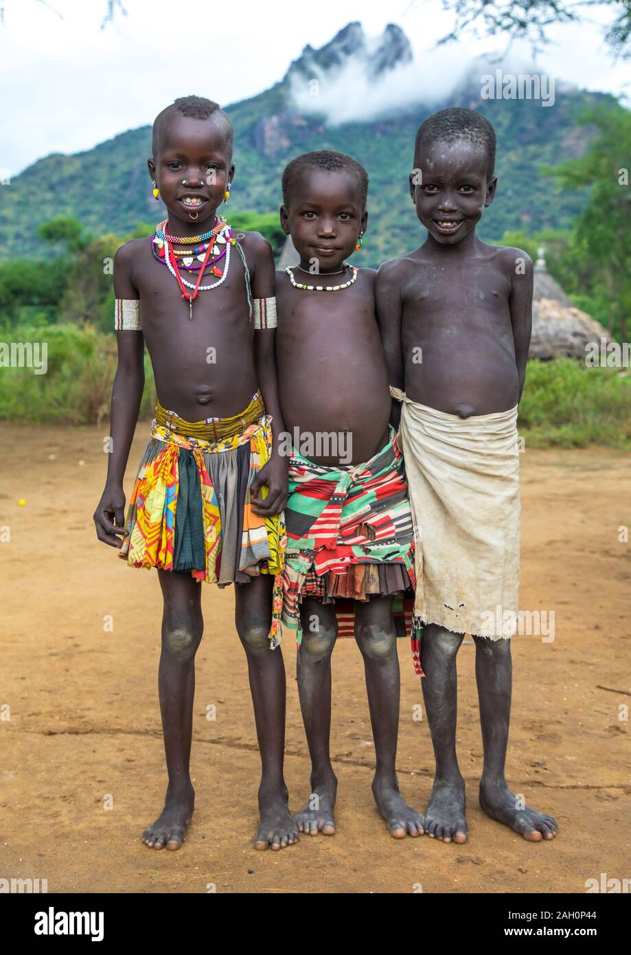 Larim tribe girls portrait, Boya Mountains, Imatong, South Sudan Stock ...