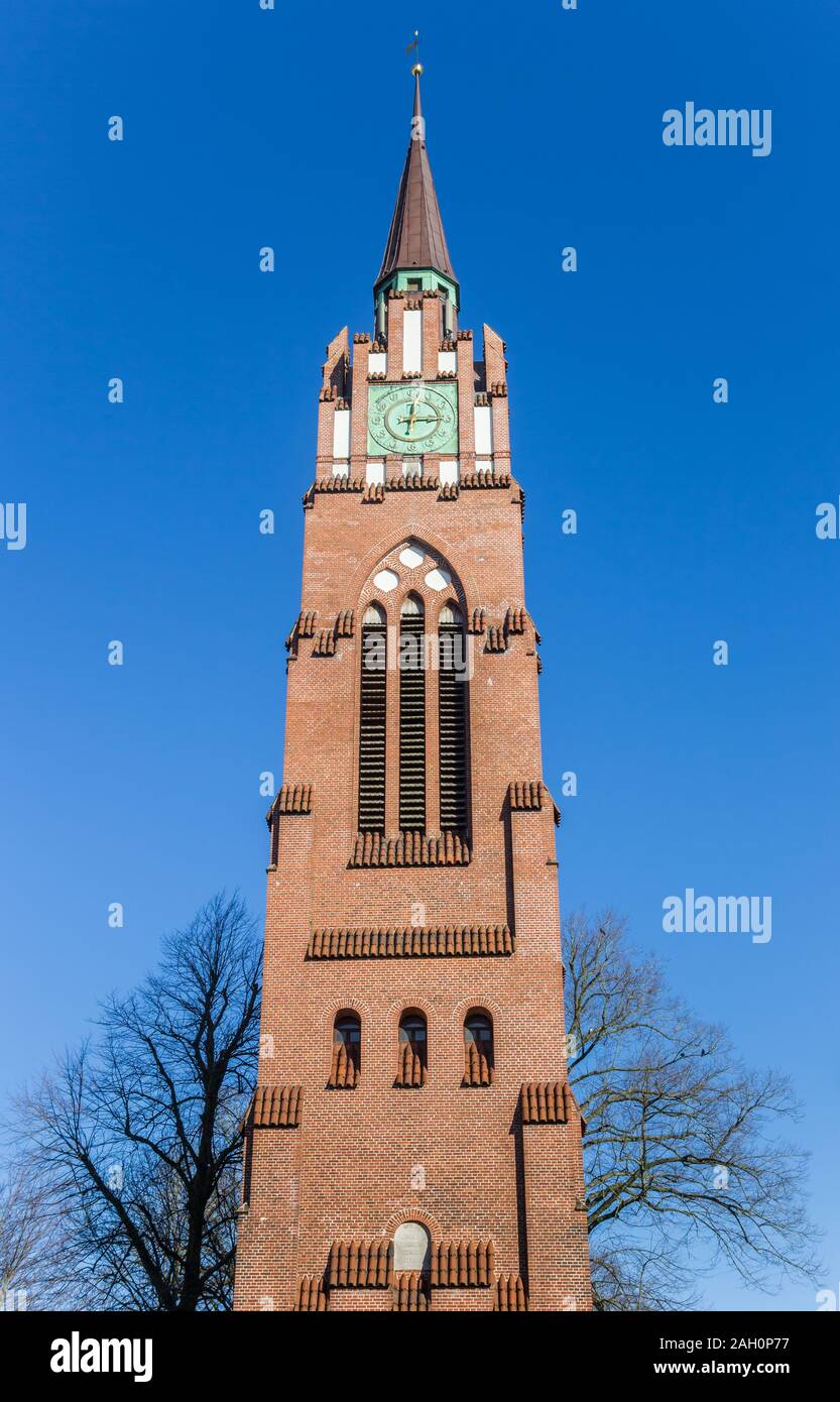 Tower of the historic Stadtkirche church in Jever, Germany Stock Photo ...