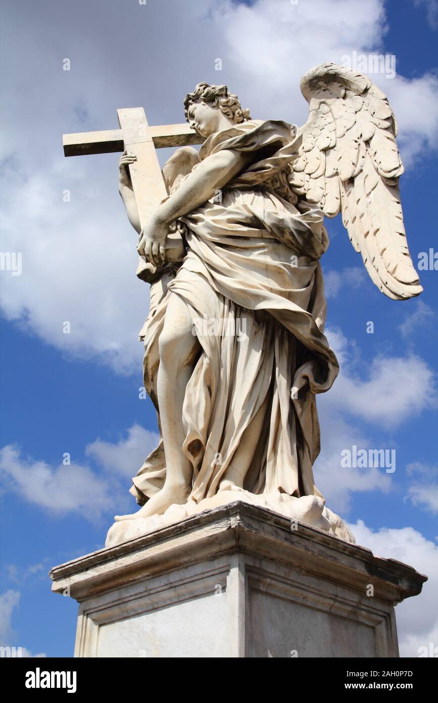 Rome, Italy. One of the angels at famous Ponte Sant' Angelo bridge ...