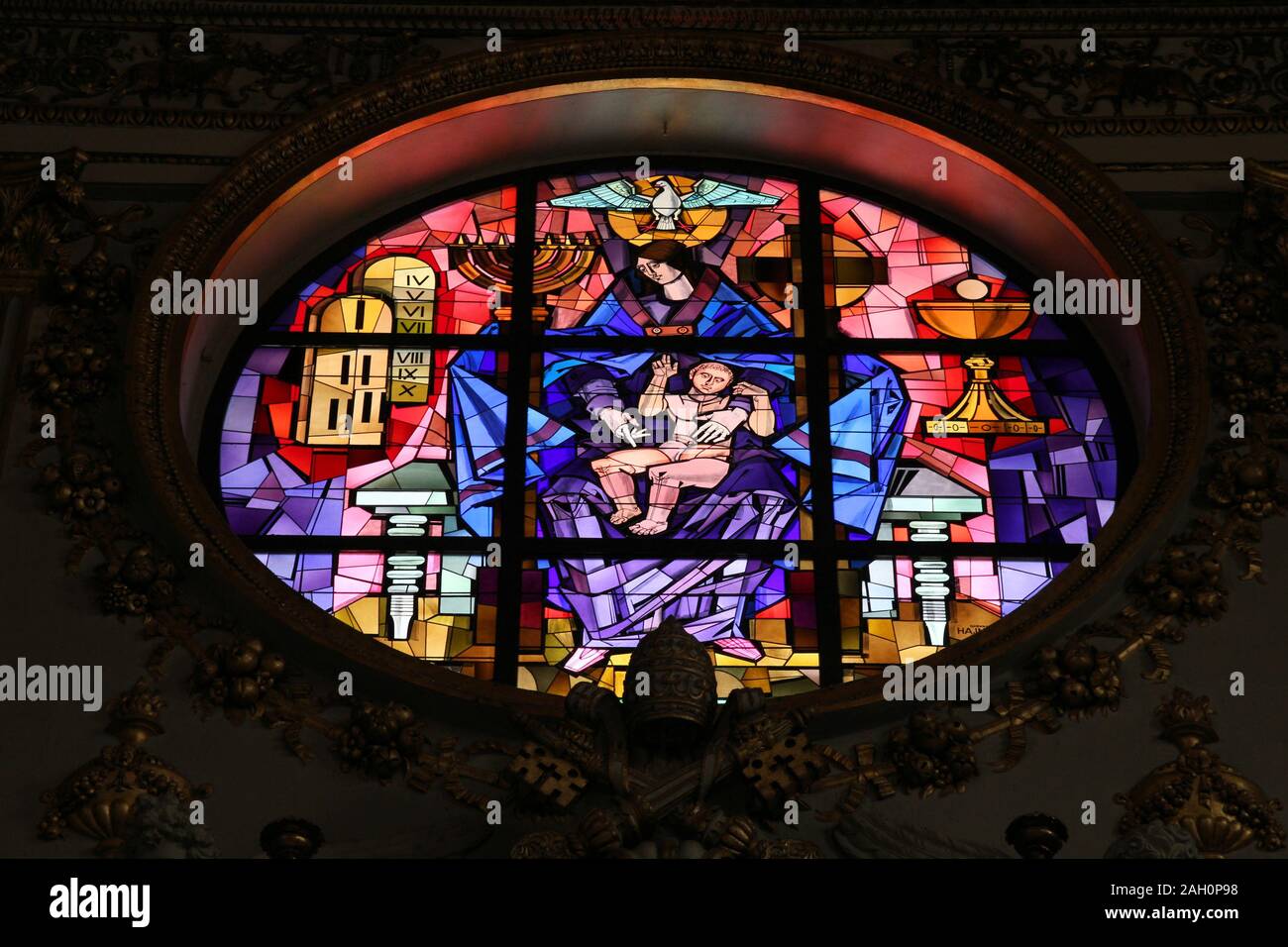 Rome, Italy - famous Basilica of Santa Maria Maggiore. Stained glass ...