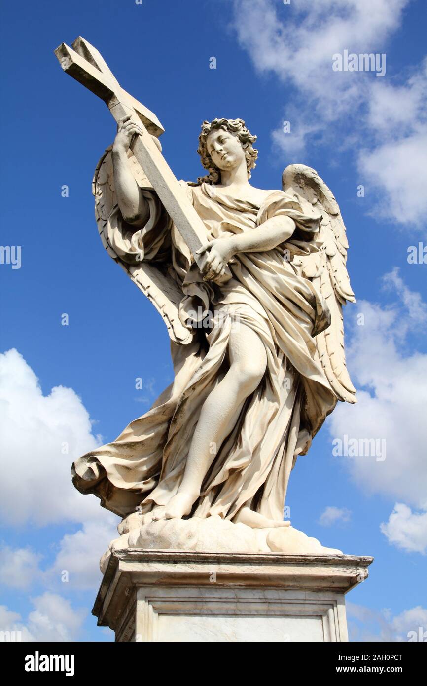 Angel in Rome, Italy. One of the angels at famous Ponte Sant' Angelo ...