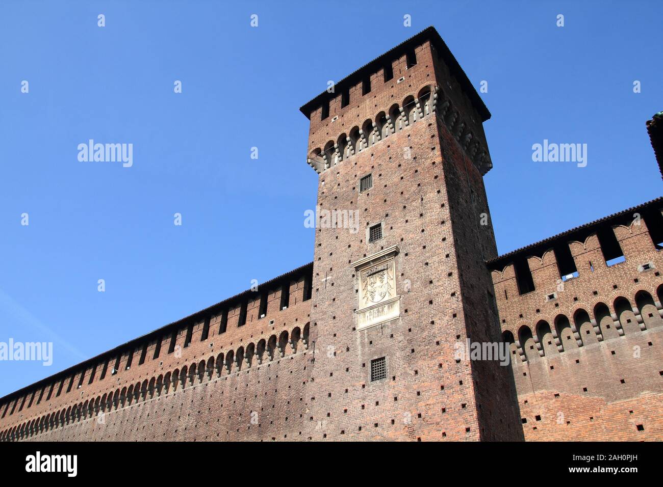 Milan, Italy. Castello Sforzesco (Sforza Castle) - old landmark of ...