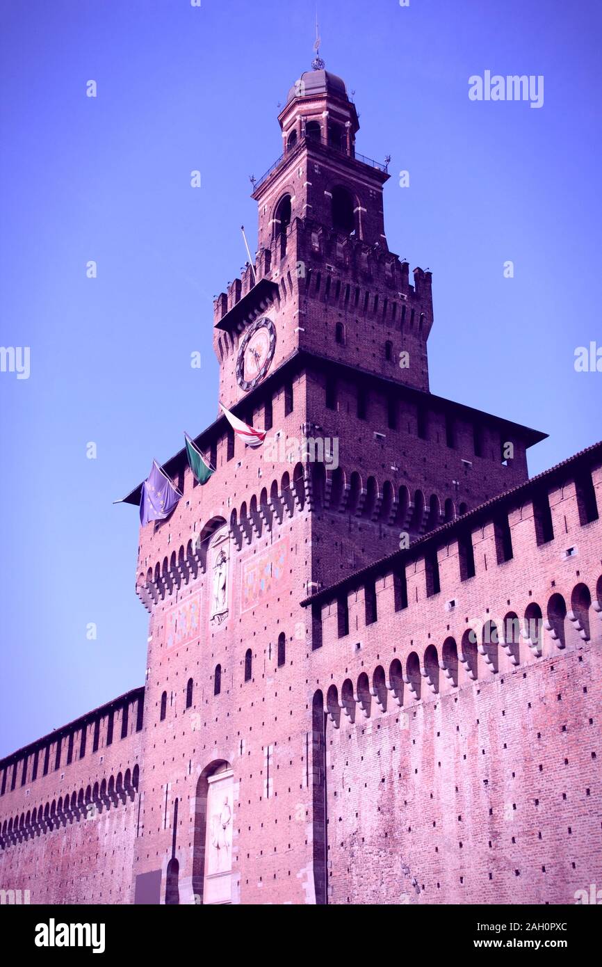 Milan, Italy. Castello Sforzesco (Sforza Castle) - old landmark of ...