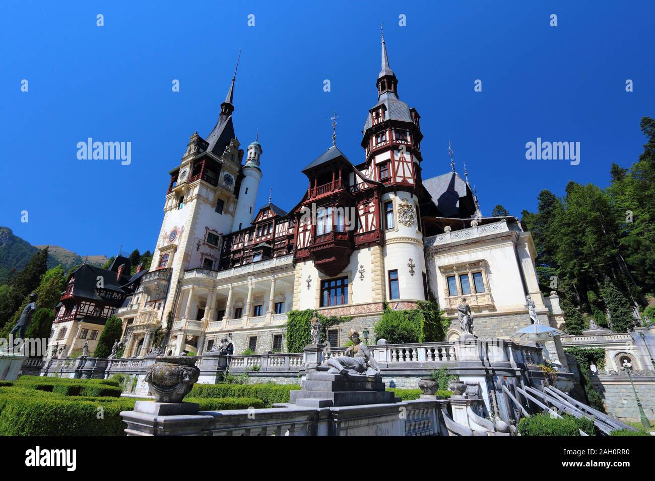 Romania landmark - Peles Castle. Renaissance revival style architecture ...